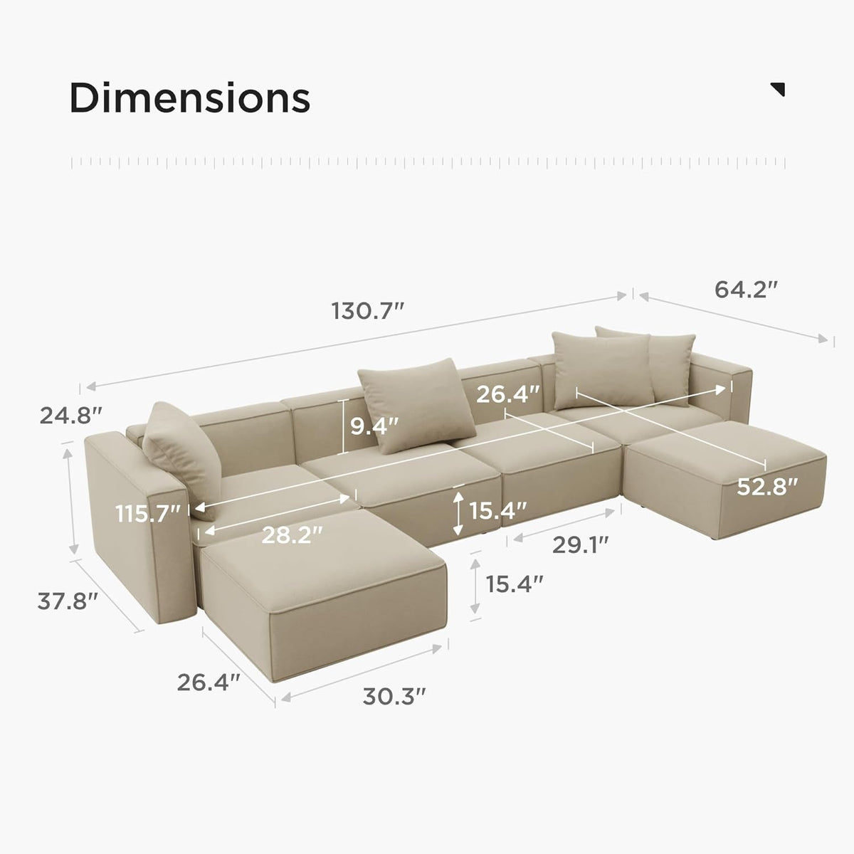 Japandi U-Shape Sectional Sofa