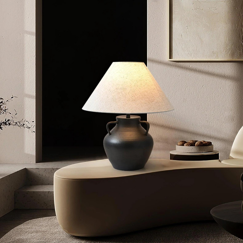 Black Ceramic Japandi Table Lamp | Japandistore®