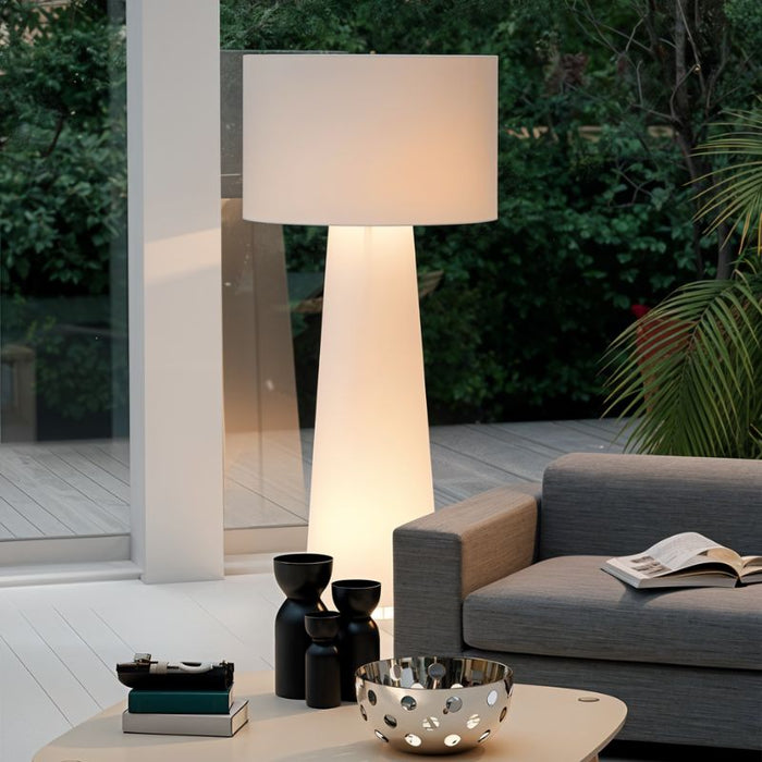 Japandi Sculptural Wood & Fabric Floor Lamp – Inara