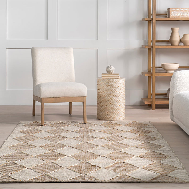 Japandi Natural Diamond Trellis Rug